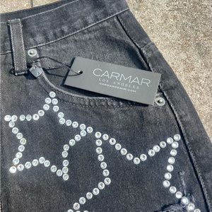 Skirts | Brand New Carmar Los Angeles Black Denim Skirt With Silver ...